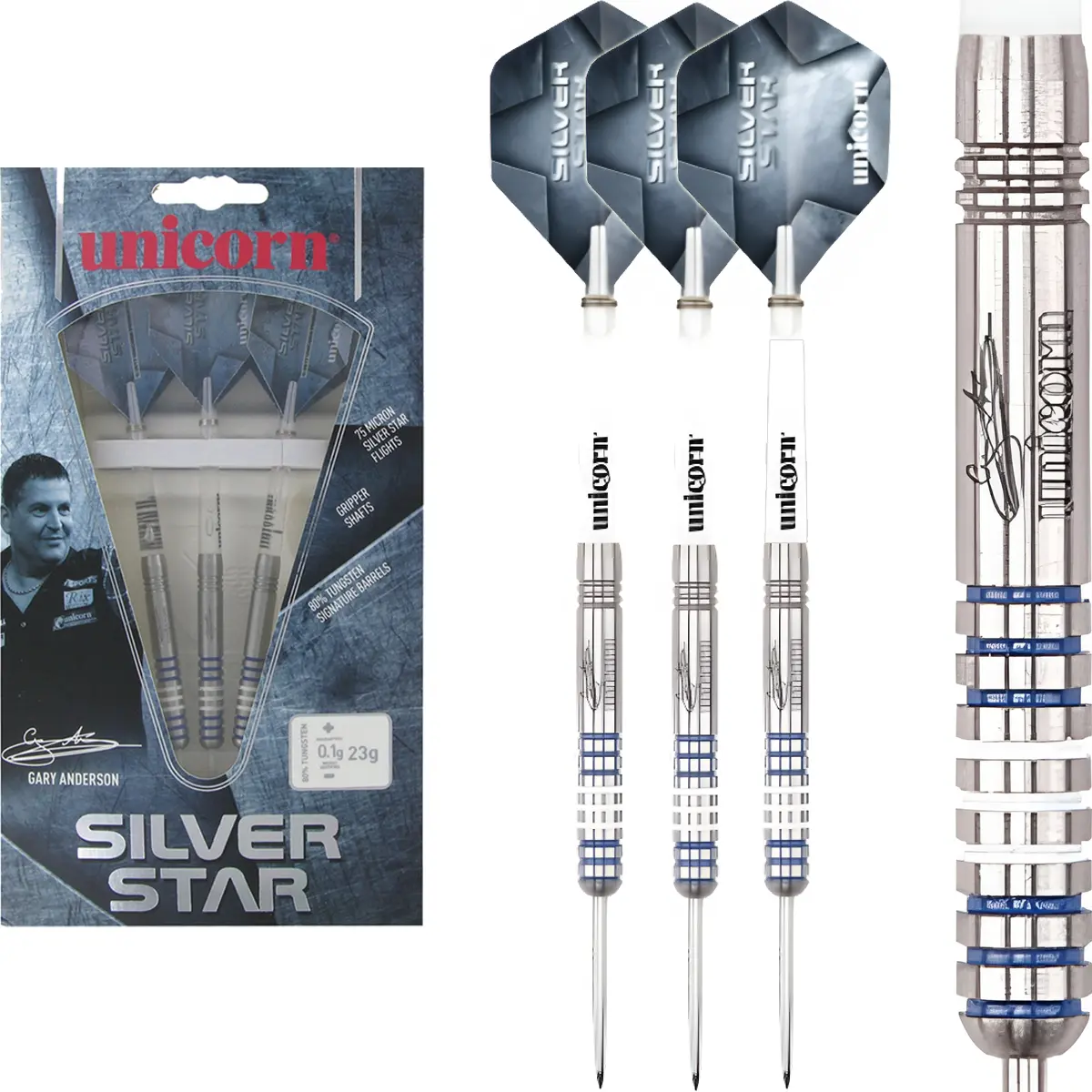 Unicorn Gary Anderson Silver Star P1 Steeldarts – 23 g